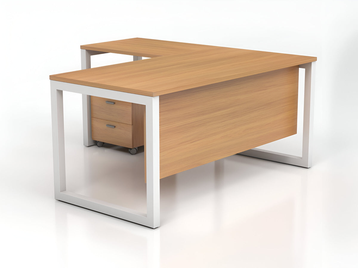 Pyramid L shape Desk with Mobile pedestal 3Drawer, Size - Top: 200L x ...