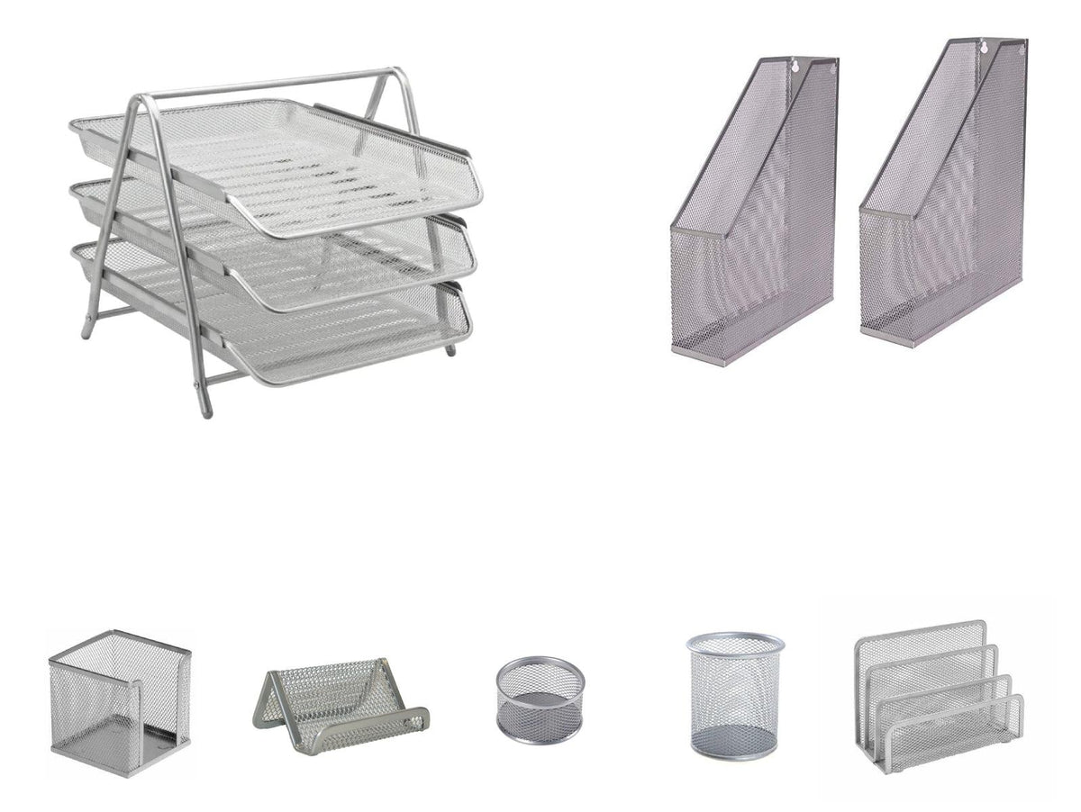 Deluxe Metal Mesh Desktop Set, 8 Pieces, Silver | Dubai & Abu Dhabi ...