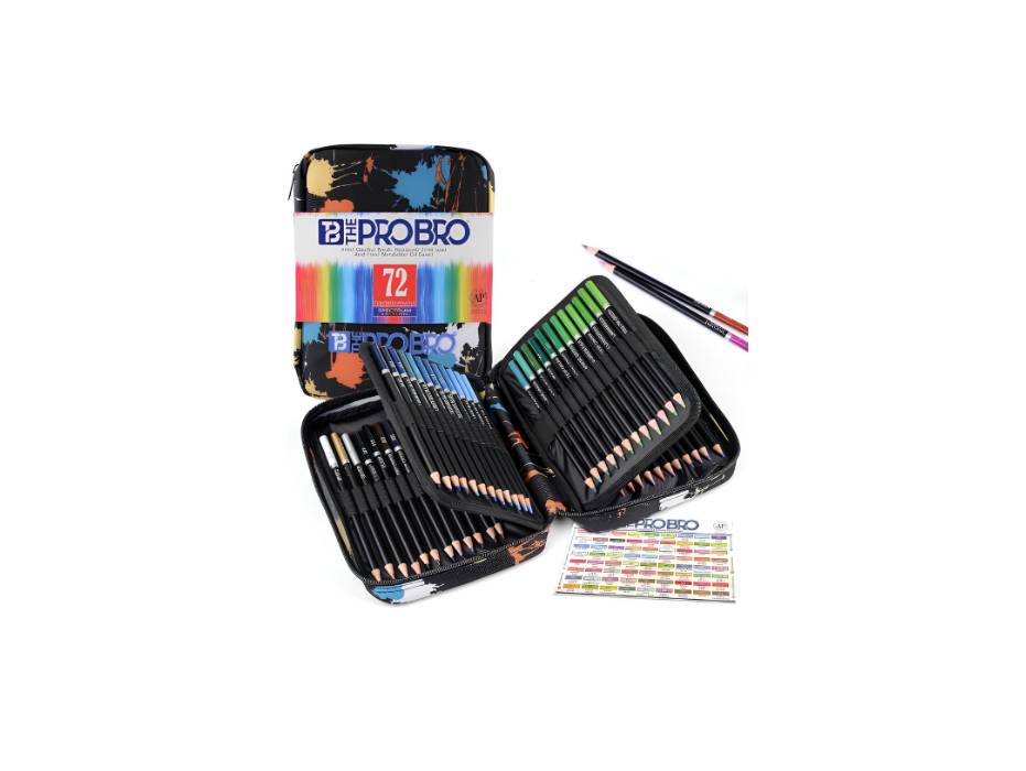 THE PRO BRO 72 Premium Color Pencils Soft Core Oil-based for drawing ...