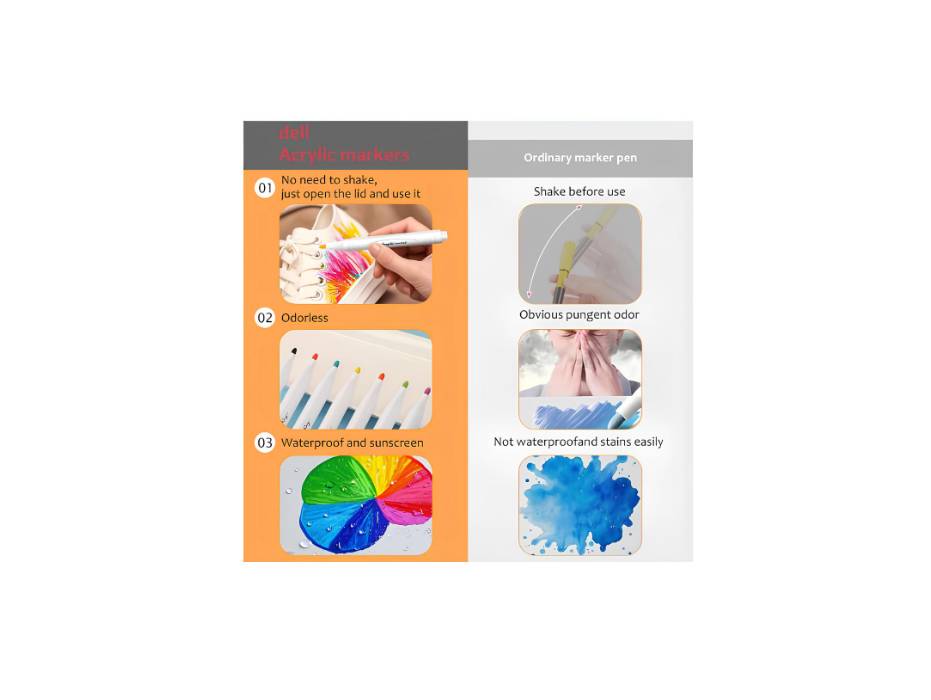 48 Colors Acrylic Painting Marker Pens, Water Based Paint Pen Fine Tip ...