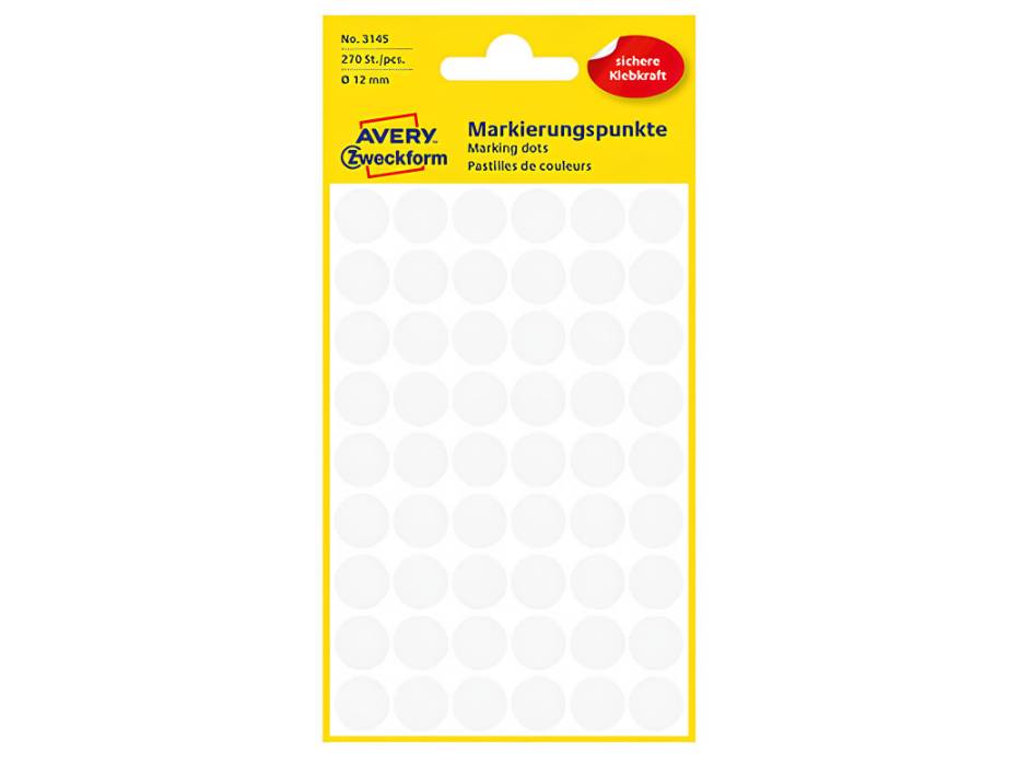 Avery Marking Labels, Dots, 12 mm, White, 270/pack (3145) | Dubai & Abu ...