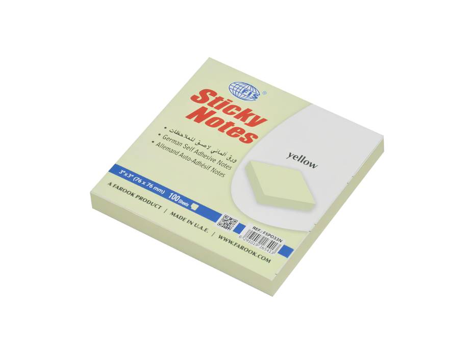 FIS Sticky Notes 3 x 3 Inches, Yellow, 12pcs/pack (FSPO33N) | Dubai ...