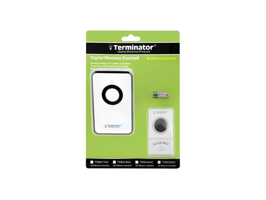 Terminator Door Bell Digital Wireless With 38 Different Melodies 2 Pin ...