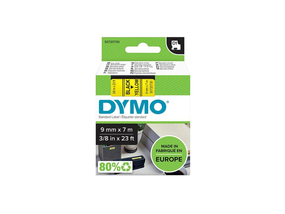 Dymo 40918, D1 Tape,9mm x 7m, Black on Yellow | Dubai & Abu Dhabi, UAE ...