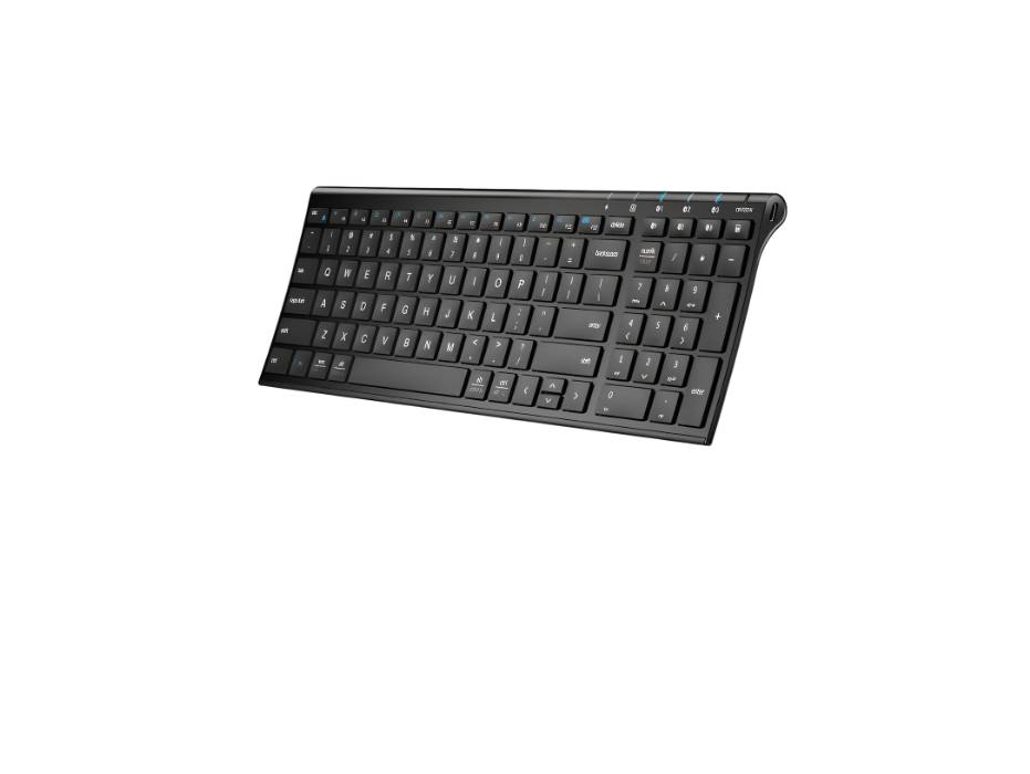 iClever Bluetooth Keyboard BK10, Multi Device Keyboard Rechargeable with Number Pad Ergonomic ...