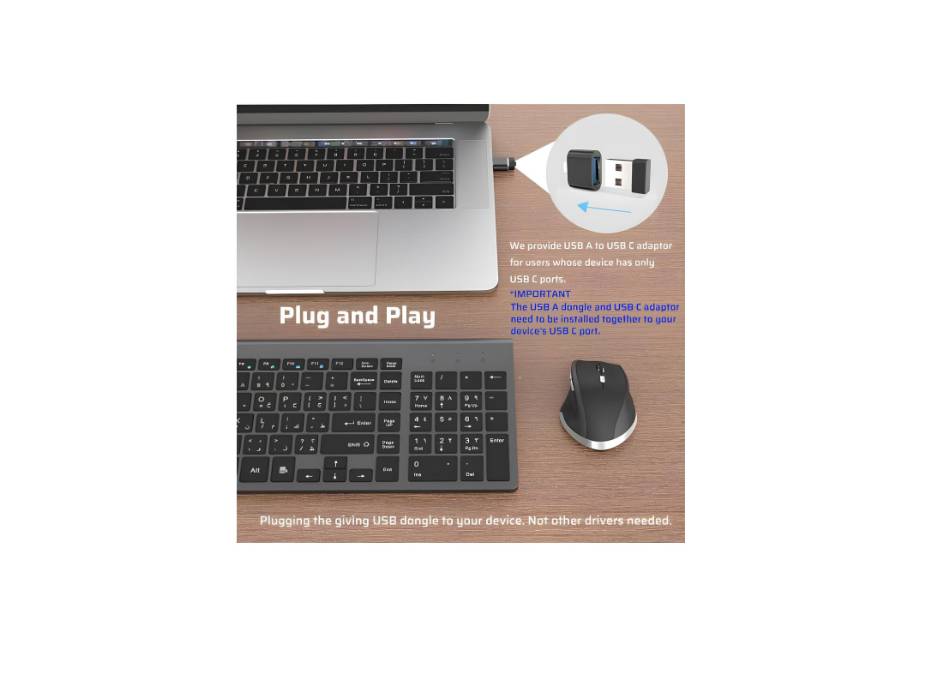 Creatmor Wireless Keyboard And Mouse Combo Slim Wireless Keyboard With Numpad And Ergonomic 1600