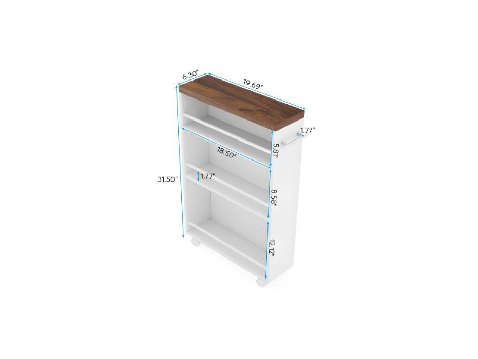 Tribesigns 4-Tier Slim Kitchen Storage Cart with Wheels and Handle ...