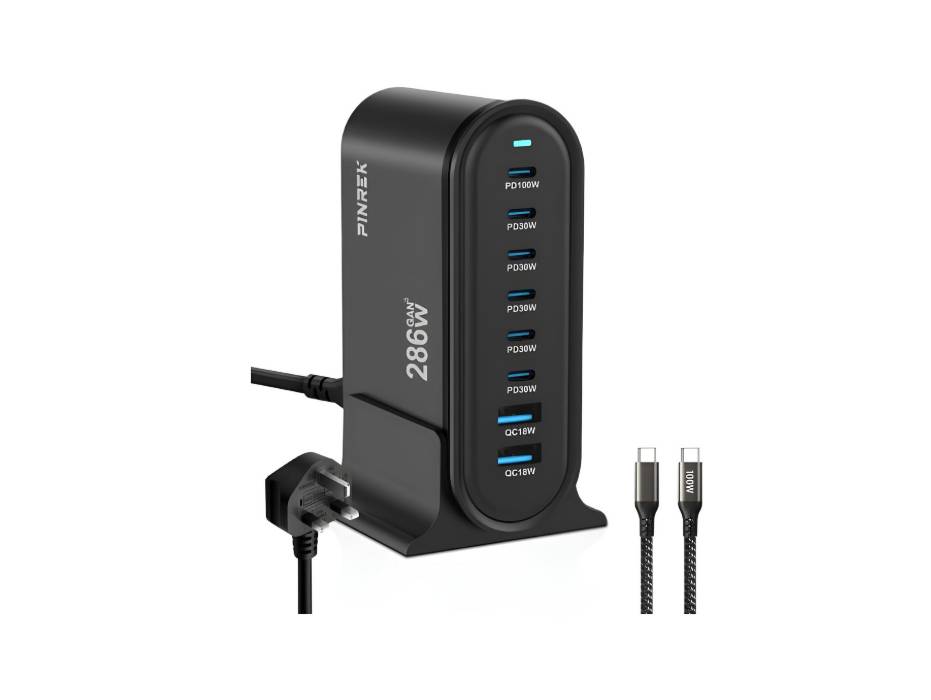 PINREK 286W USB C Charger Station - 8-Port GaN Fast Charging Hub with ...
