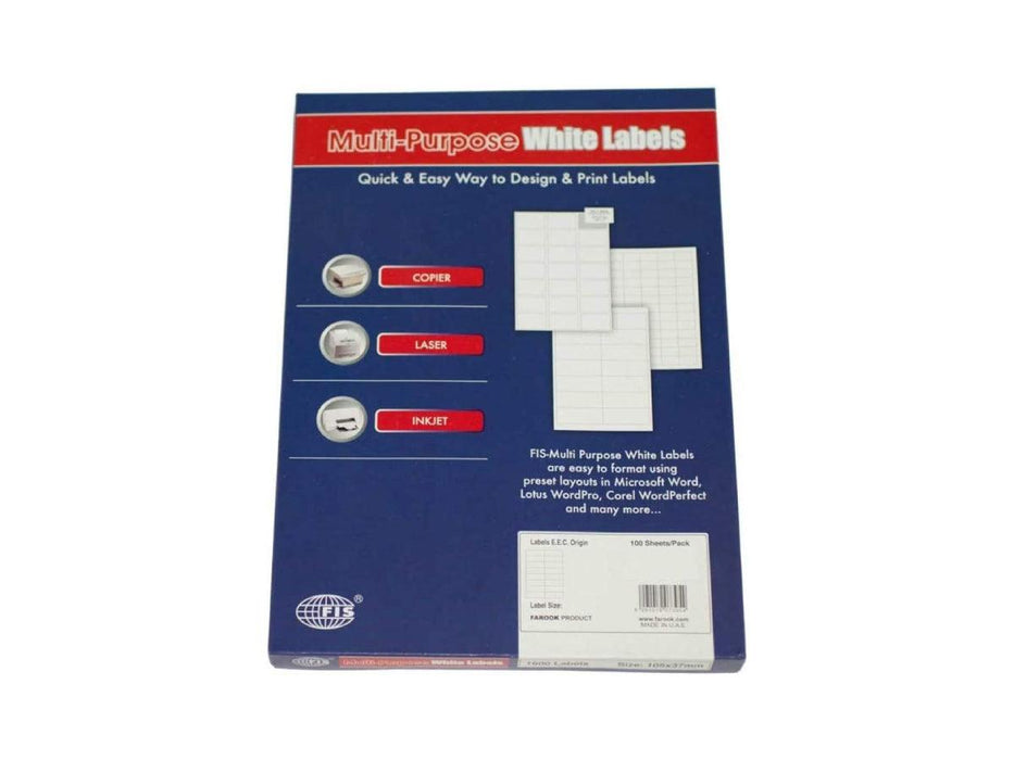 Multi Purpose Labels 105x37mm 100 sheets-box (FSLA16-100) | Dubai & Abu ...