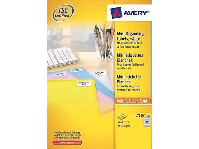 Avery L7656-100 Mini Labels 46 x 11.1mm Laser, Clear Permanent | Dubai ...