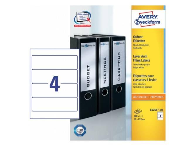 Avery L-4761-100 Lever Arch Filing Labels, 61 x192mm (400Labels/100page ...