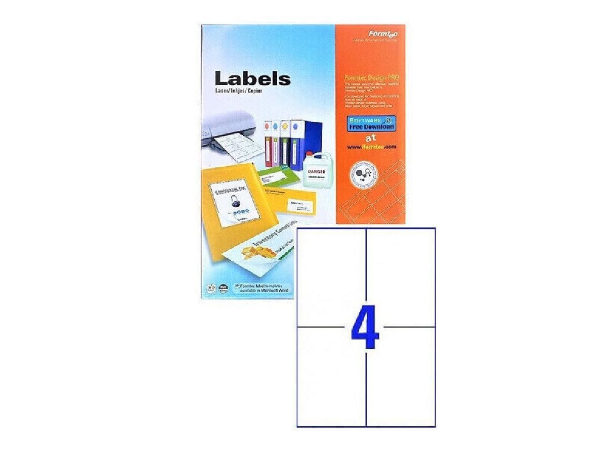 Formtec 4 labels/sheet FT-GS-1004, 105 x 148 mm, 100 sheets/pack ...
